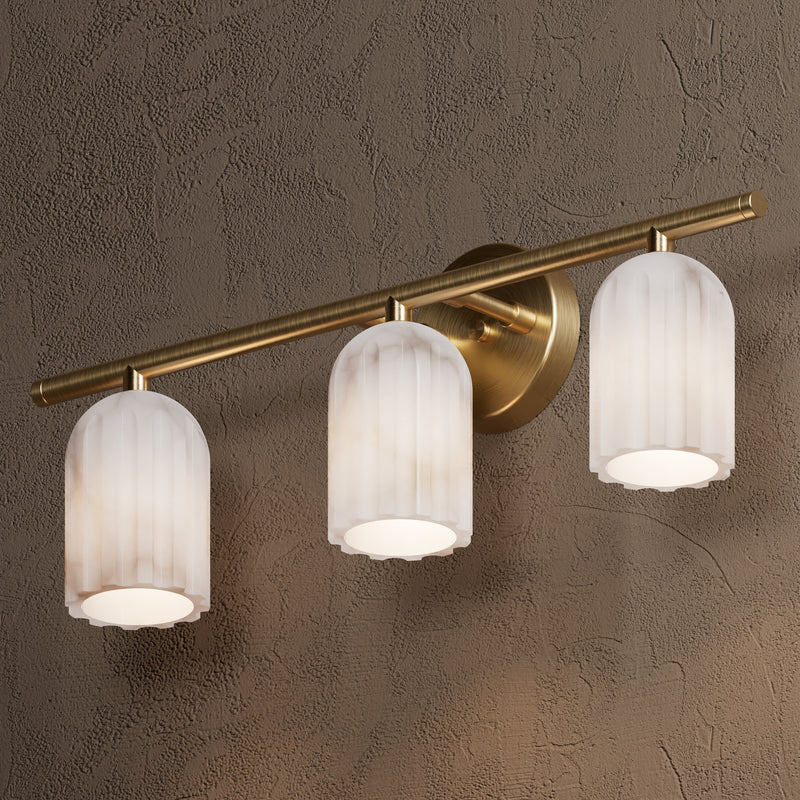 Althea Alabaster Vanity Wall Sconce, Handcrafted Mid Century Modern ...