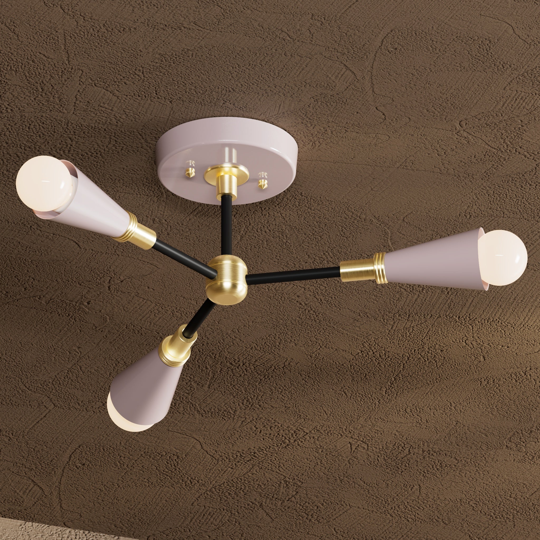Kyoto Semi-Flush Mount, Handcrafted Mide Century Modern Lighting Three ...