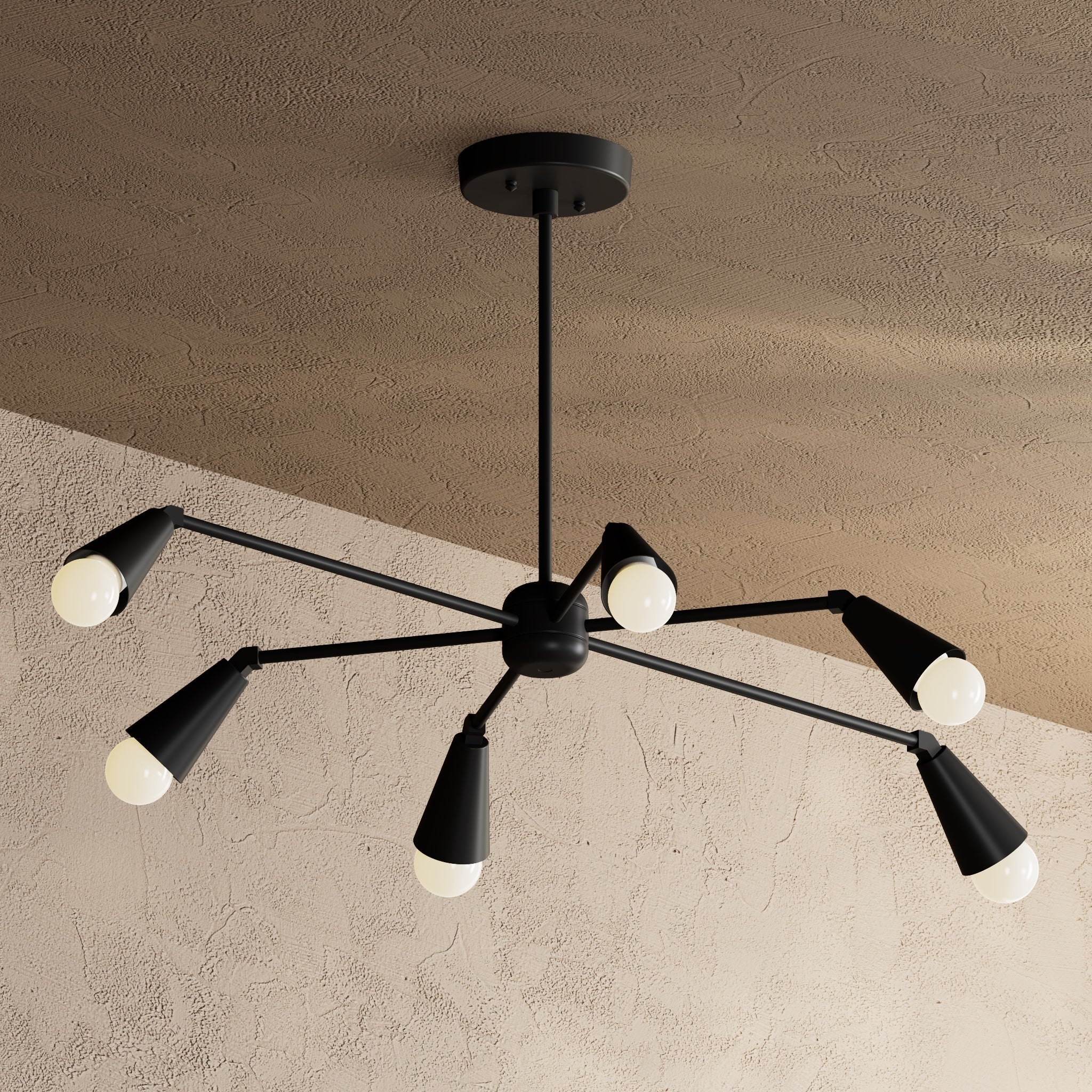 Toronto Chandelier, Handcrafted Mid Century Modern 6 Arm Starburst ...